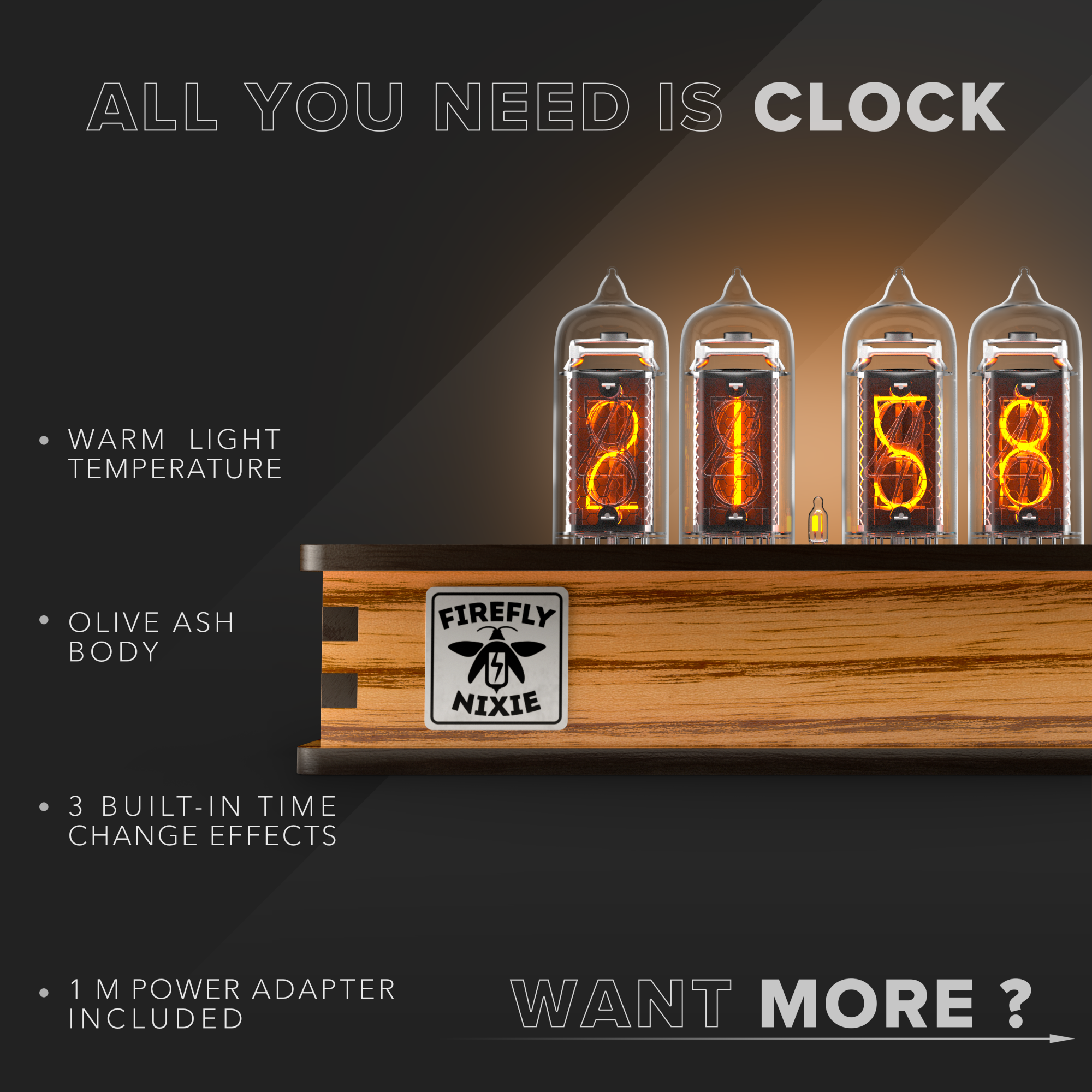 Nixie Tube Clock with Replaceable IN-14 Nixie Tubes, Motion Sensor, One ...